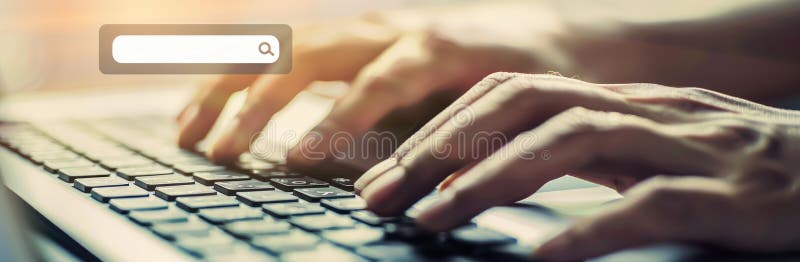 CloseUp Image Showing Hands Typing on a Laptop Keyboard with Stunning ...