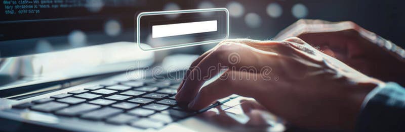 CloseUp Image Showing Hands Typing on a Laptop Keyboard with Stunning ...