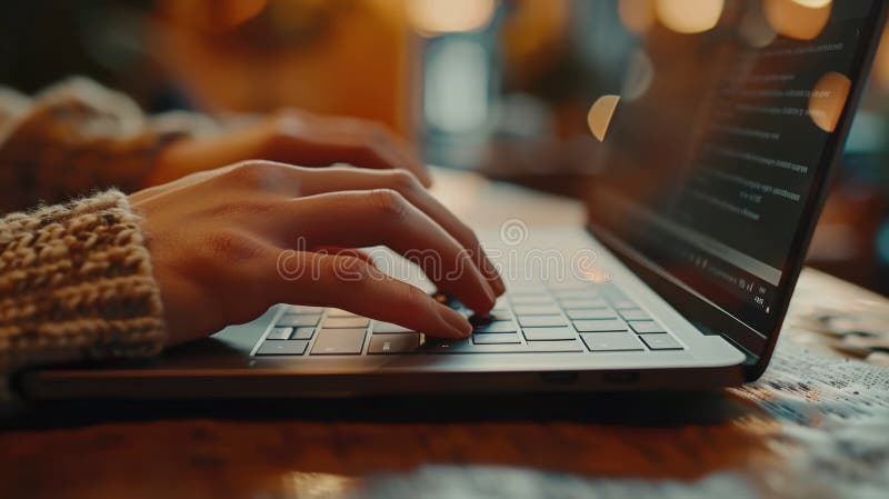 The Hands Typing on Laptop.AI Generated Image Stock Illustration ...