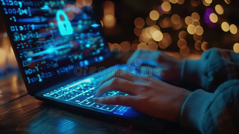Hands Typing on Laptop.AI Generated Image Stock Photo - Image of neon, cyber: 383155028