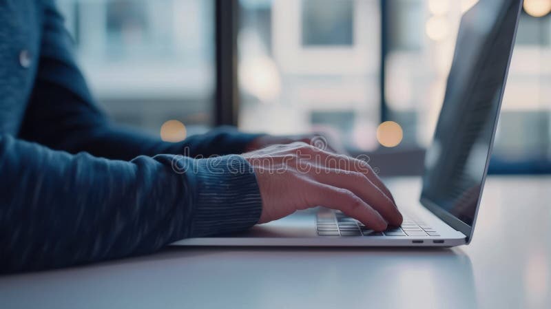 Hands Typing on Laptop.AI Generated Image Stock Image - Image of ...