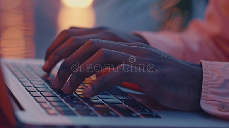 Hands on Laptop Keyboard.AI Generated Image Stock Photo - Image of ...