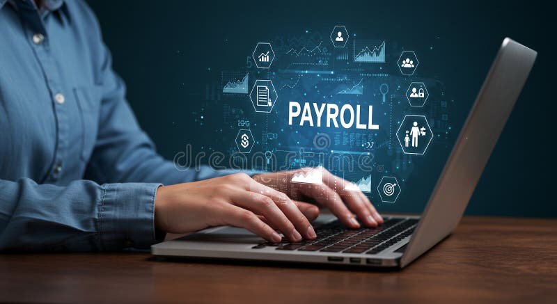 Hands Typing on a Laptop Keyboard, Displaying a Digital Interface ...