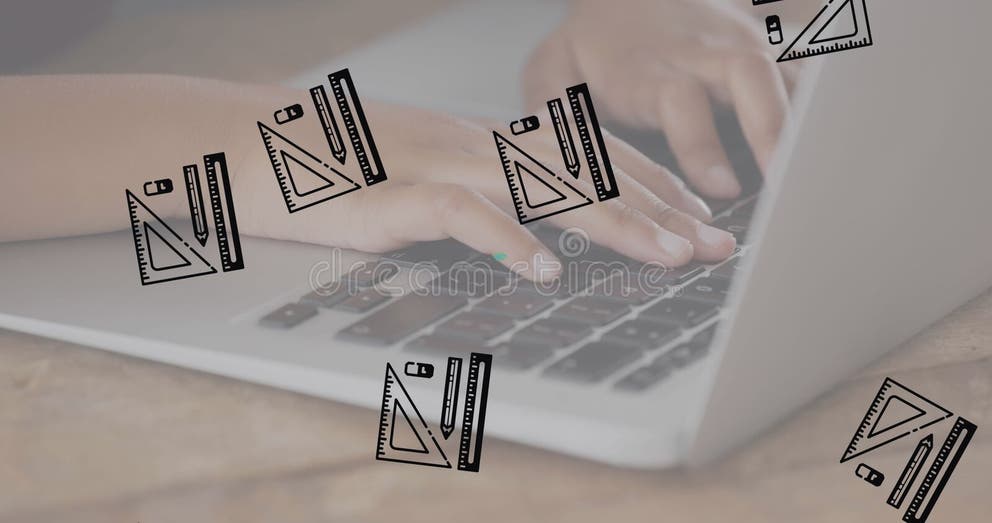 Hands Typing on Laptop Keyboard, Focusing on Online Learning and ...