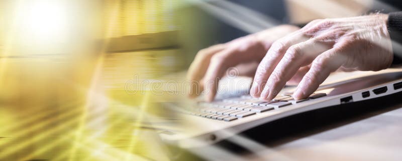 Hands Typing on Laptop Keyboard Multiple Exposure Stock Photo - Image ...