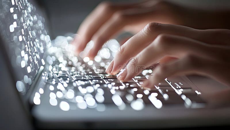 Nighttime Typing stock illustration. Illustration of laptop - 390308526