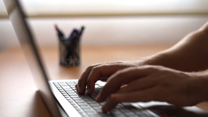 Hands Typing on a Laptop Keyboard in Slow Motion Stock Video - Video of ...