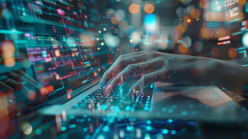 The Hands on Keyboard Coding..AI Generated Image Stock Photo - Image of coding, security: 380767598