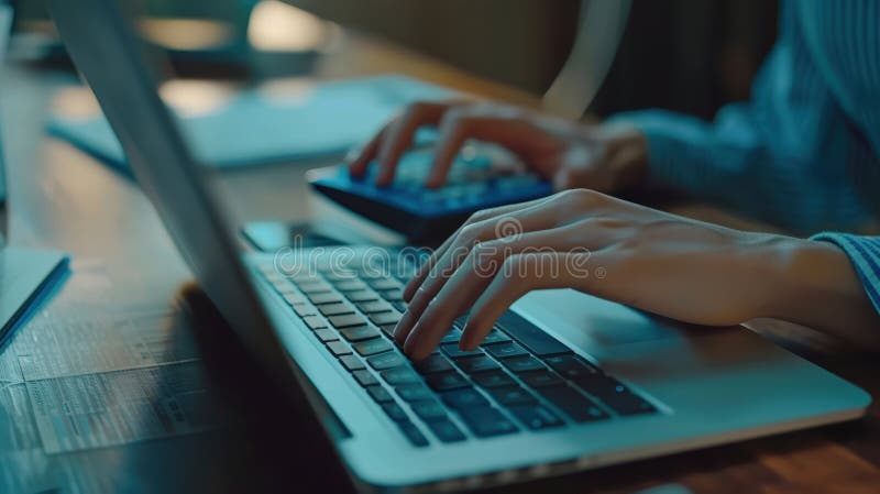 The Hands Typing on Laptop.AI Generated Image Stock Image - Image of ...