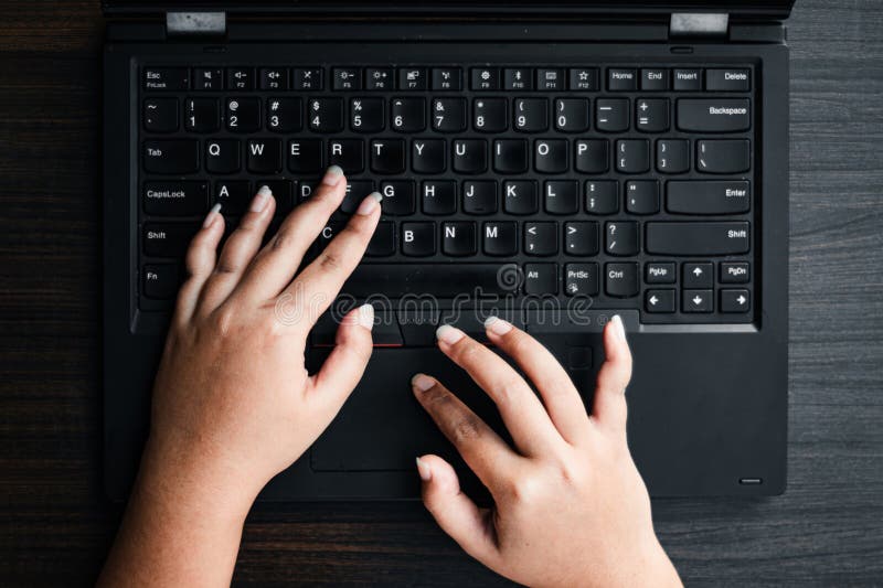 Hands Typing on a Laptop stock photo. Image of modern - 344089202
