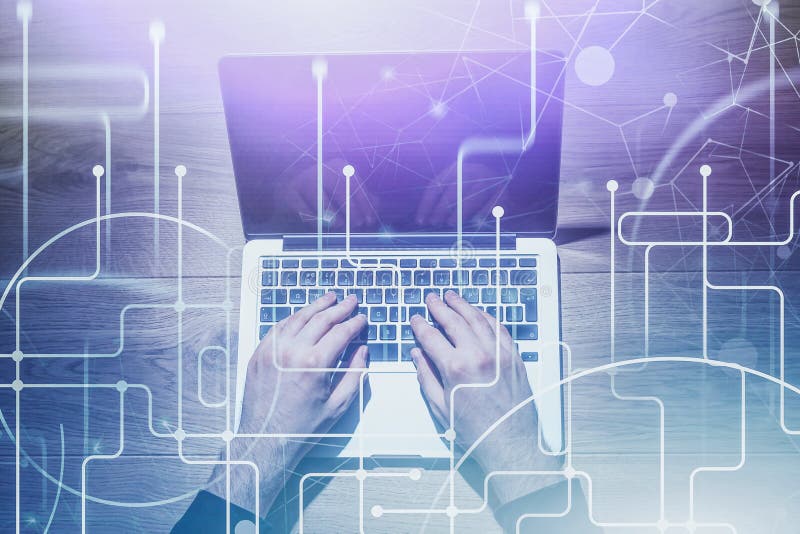 Hands Typing on Laptop, Network Interface Stock Photo - Image of ...