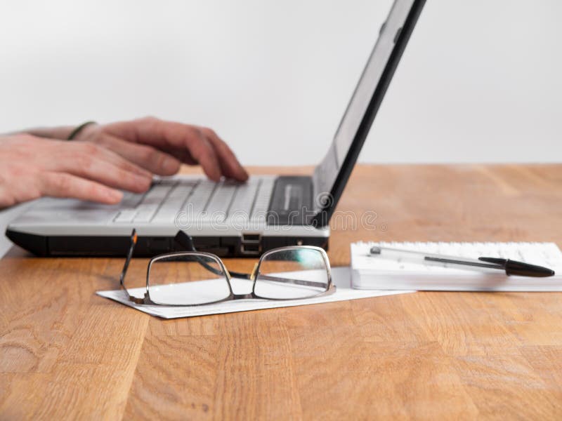 Hands typing on laptop stock image. Image of scene, internet - 84601829