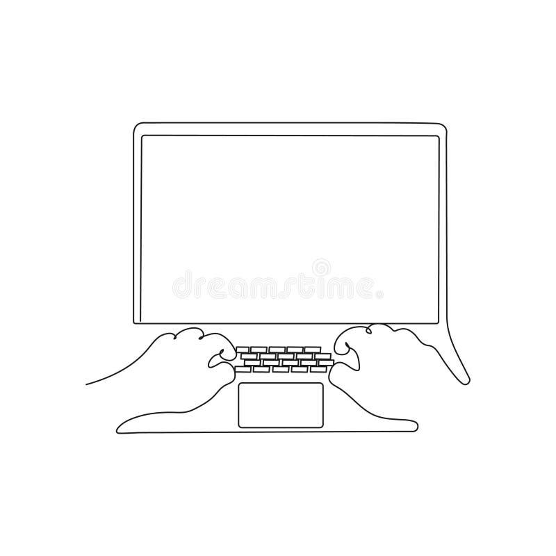 Hands Typing on Laptop. One Line Vector Art Stock Vector - Illustration ...
