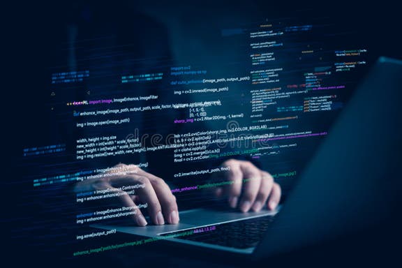 Hands Typing On Laptop With Programming Code On Screen Representing Software Development