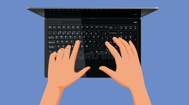 Hands Typing at a Laptop Vector Cartoon Illustration Stock Vector ...