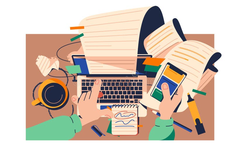 Hands Typing on Laptop stock illustration. Illustration of laptop ...