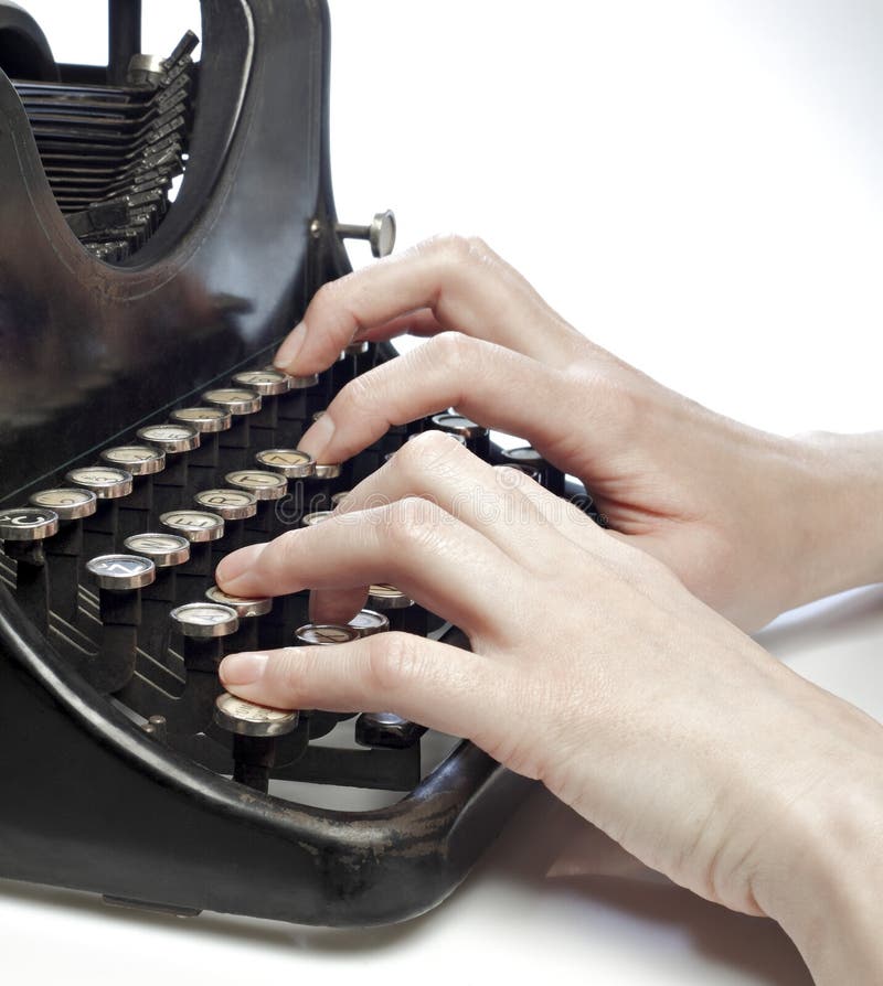 Hands Typing on an Old Style Typewriter. Stock Photo - Image of keys ...