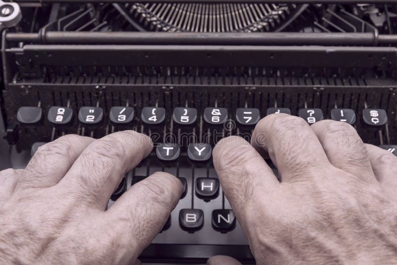 Hands Typing on an Old Typewriter Stock Image - Image of technology ...