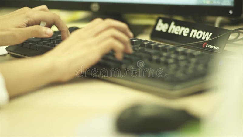 Hands Typing on PC Keyboard and Using Mouse - Focus Pull Stock Video ...