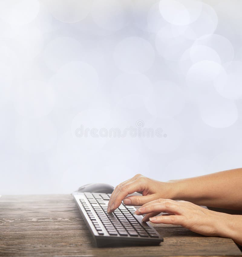 Hands Typing on a Remote Wireless Computer Keyboard Stock Image - Image ...