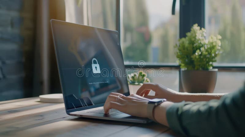The Laptop with Security Lock. AI Generated Stock Image - Image of ...