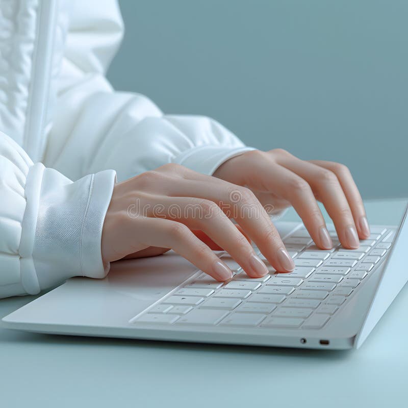 Modern Business Workspace - Hands Typing on Laptop Stock Illustration ...