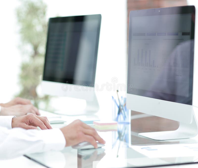 Hands Typing Text on the Computer Keyboard. Blurred Business Background ...