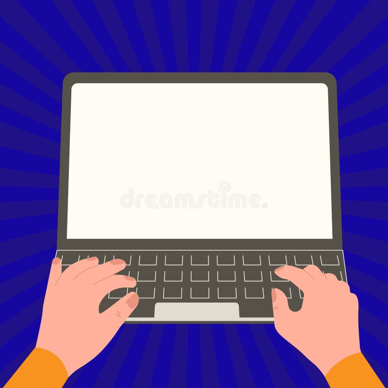 Hands Typing Text with Keyboard. Laptop Screen Contains Important ...