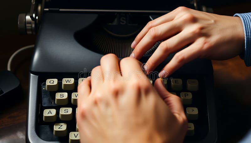 Typewriter Keys Hands Typing, Vintage Machine and Writing Process ...