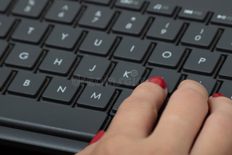 Hands Typing Using PC Keyboard Close Up Isolated Stock Photo - Image of ...