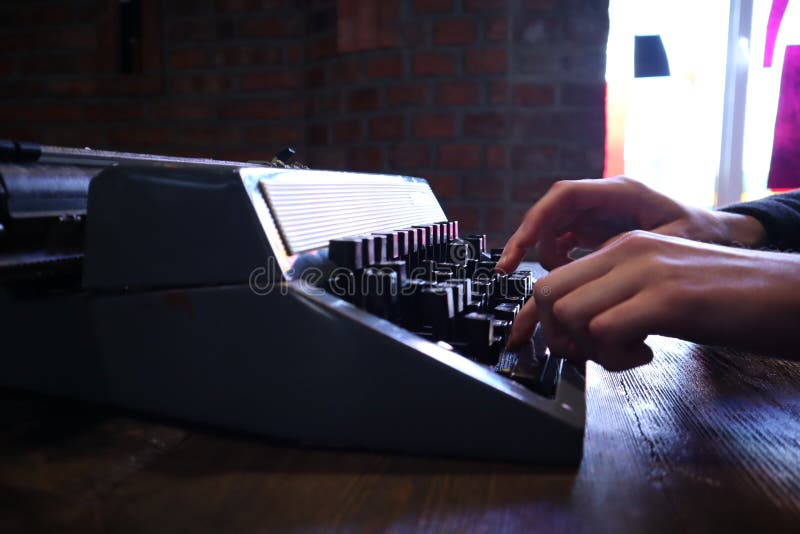 Hands Typing on Vintage Typewriter Stock Photo - Image of hand ...