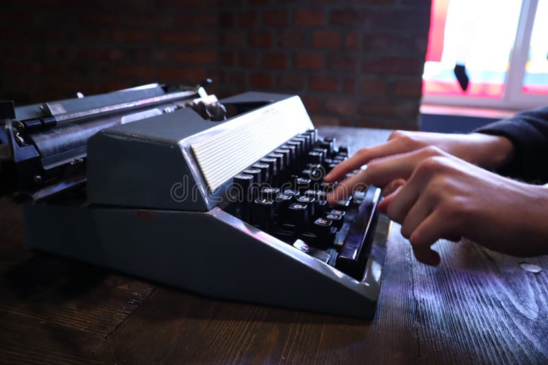 Hands Typing on Vintage Typewriter Stock Photo - Image of author ...