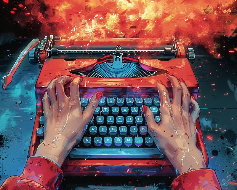 Hands Typing on a Vintage Typewriter Stock Image - Image of passion ...
