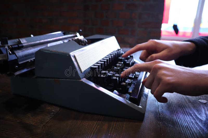 Hands Typing on Vintage Typewriter Stock Photo - Image of author ...