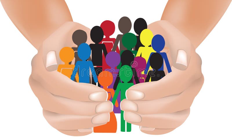 Hands that Unite Human Figures of Various Colors- Stock Photo - Image ...