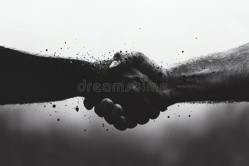 Hands Unite in a Powerful Handshake Amid a Cloud of Dust and ...