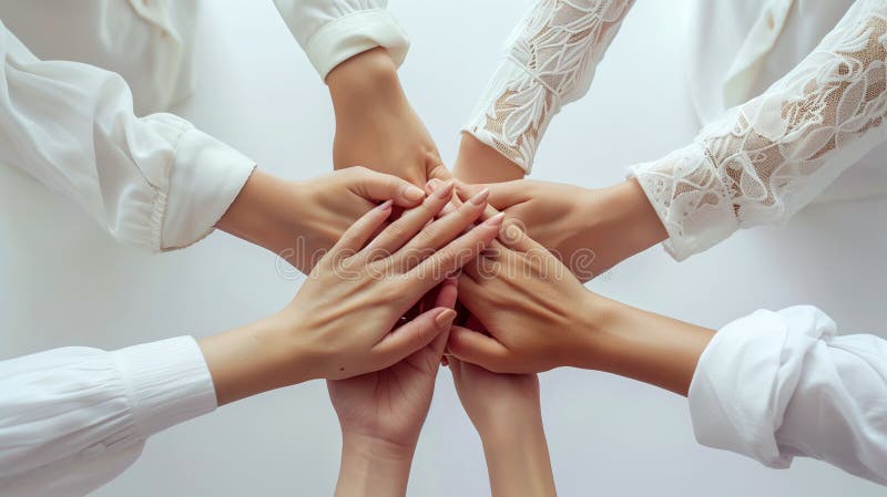 Hands United in a Circle of Unity and Support Stock Illustration ...