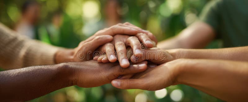 The Hands United Together in Harmony and Support within a Natural ...