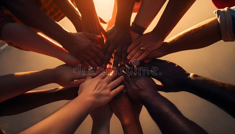 Hands United Together. Teamwork Concept Stock Illustration - Illustration of people, together ...