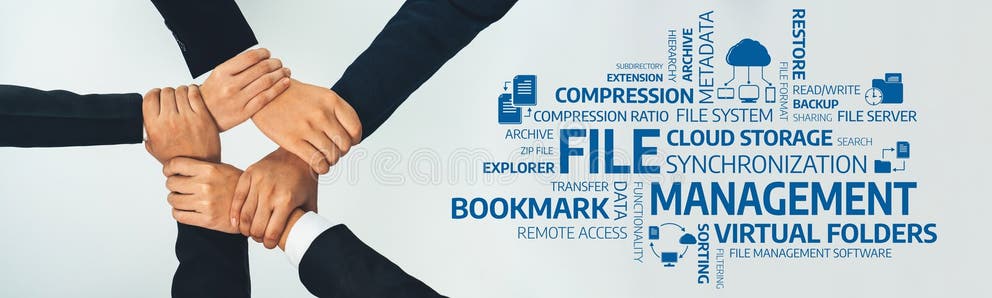 Hands Uniting Around Cloud Technology for File Management ...
