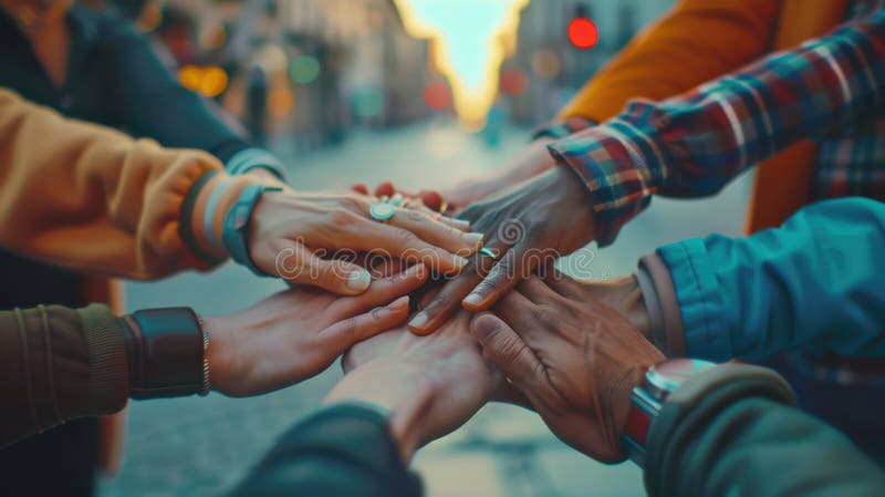 The Hands in Unity.AI Generated Image Stock Photo - Image of city ...
