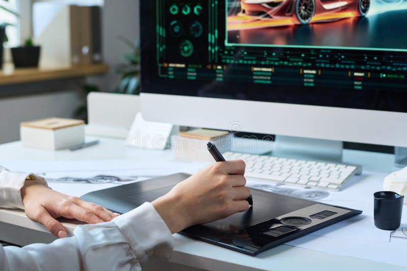 Hands Unrecognizable Designer Drawing Sketch Stock Photo - Image of ...