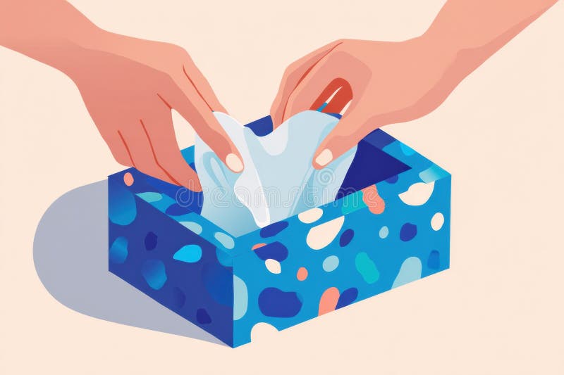 Hands Unveil Parcel Filled with Branded Tissue Paper during an Unboxing ...