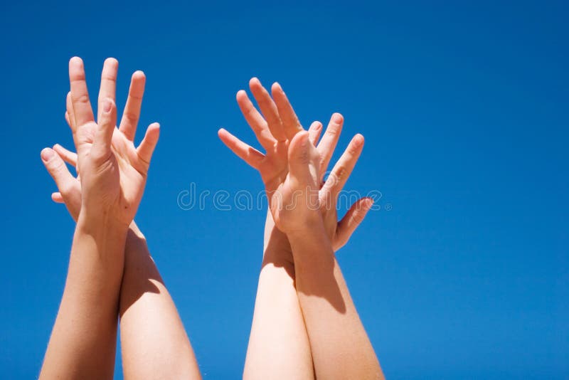 Hands up in the air stock image. Image of hands, girls - 5800589
