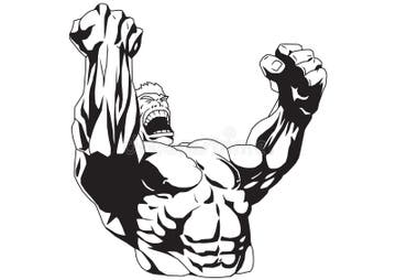 Muscular Bodybuilder Screams in Rage and Raises His Arms Up Stock ...