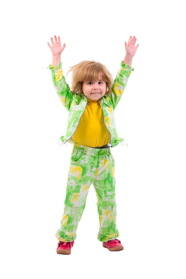 Hands Up Little Girl. stock photo. Image of small, ethnicity - 11706798