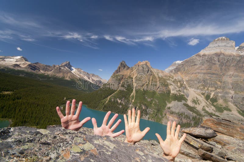 Hands up in mountains stock photo. Image of environment - 14578636