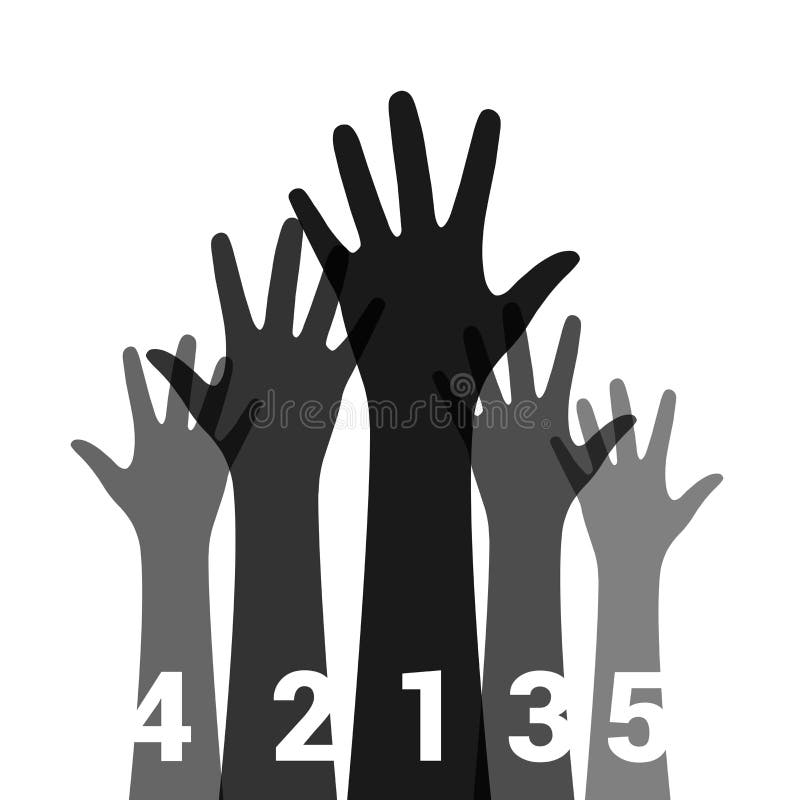 Hands up with numbers stock vector. Illustration of hand - 72016435