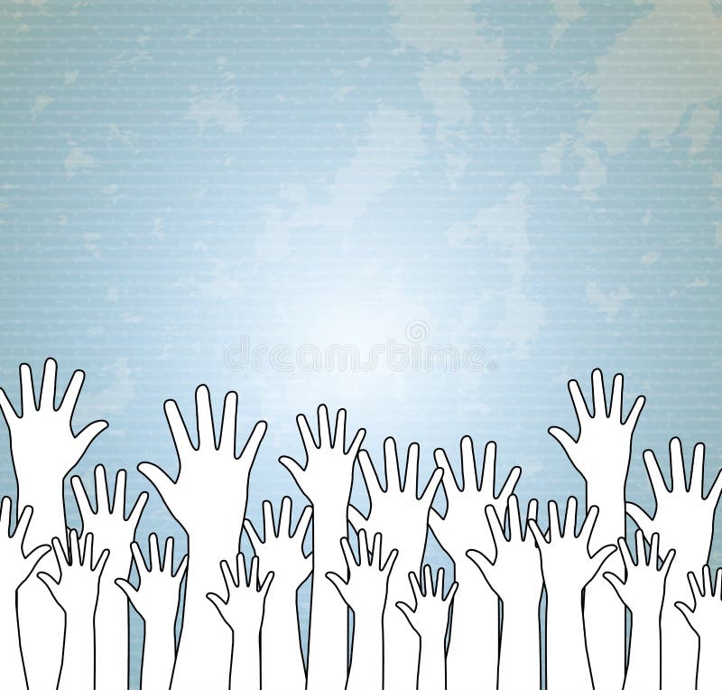 Hands up stock vector. Illustration of silhouette, blue - 33542362