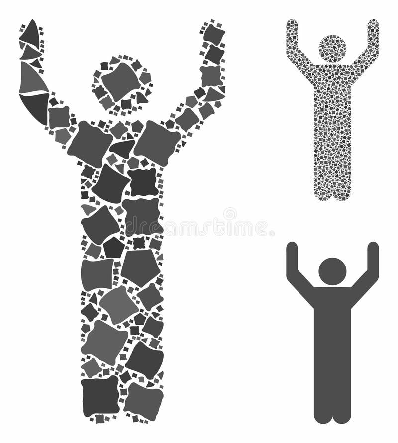 Hands Up Pose Composition Icon of Uneven Pieces Stock Vector ...